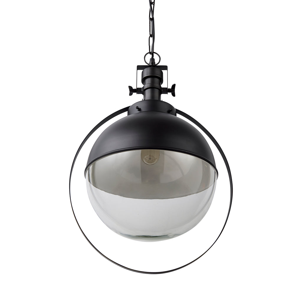 Leighton II Black Metal Spherical Pendant Light