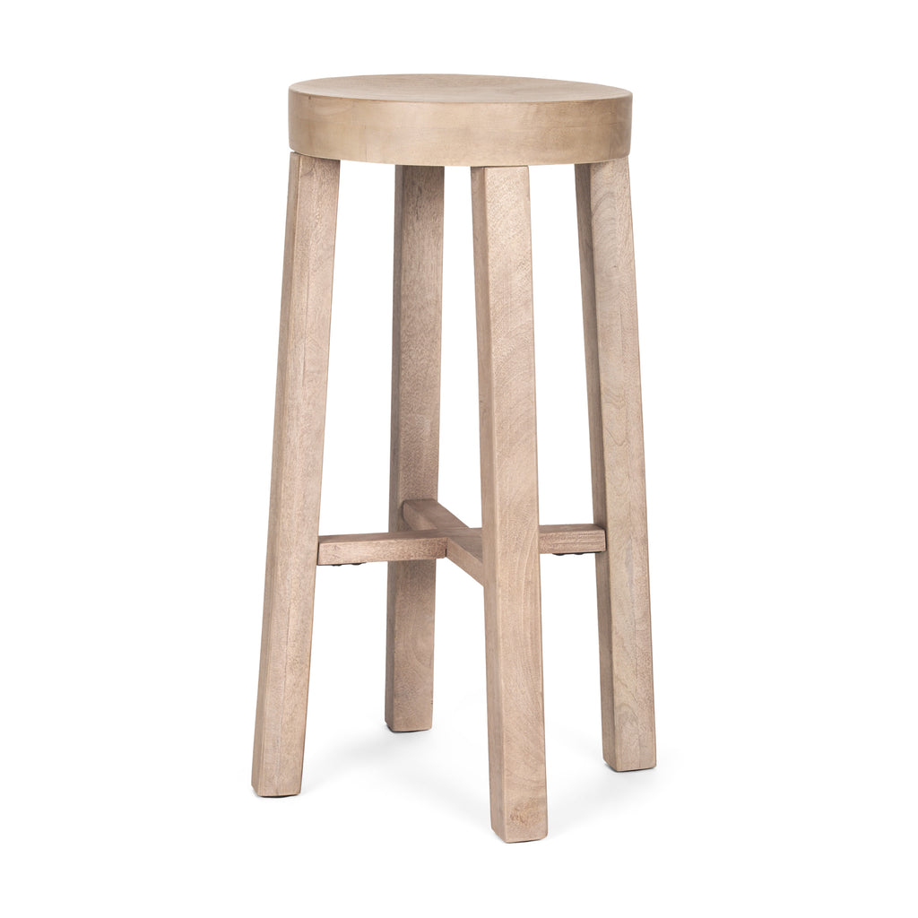 Brahma White Washed Wood Bar Stool