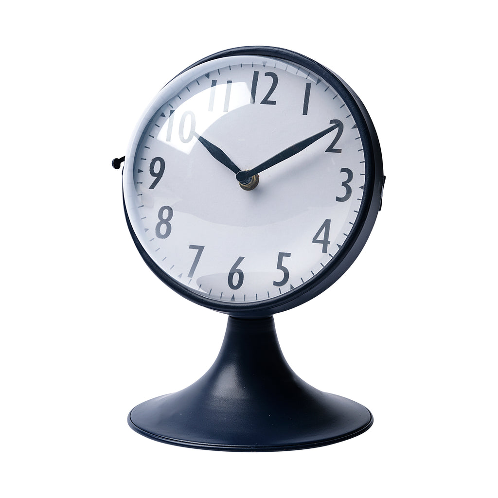 Weymouth Blue Metal Glass Dome Table Clock