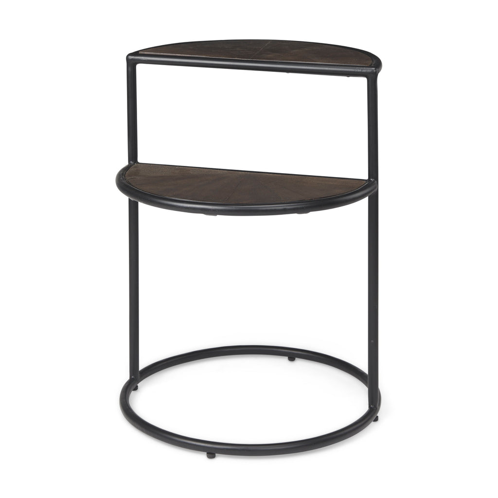 Arlo Brown Wood with Black Metal End Table
