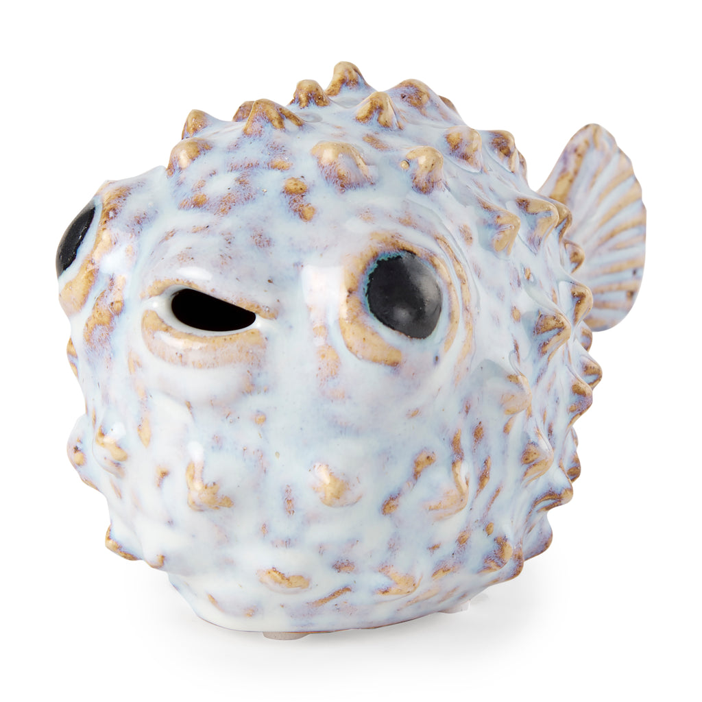 Spike I Off-White Ceramic Puffer Fish Decorative Object