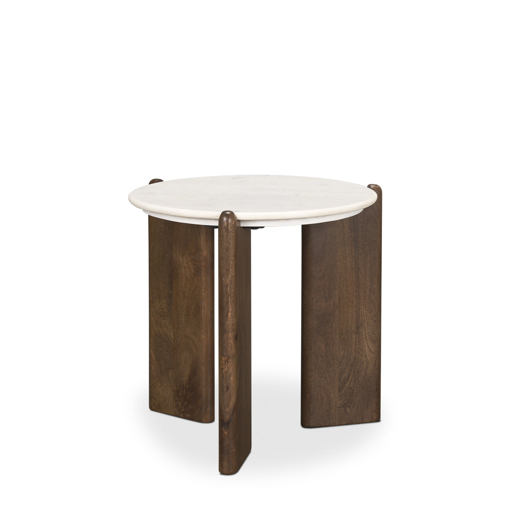 Rumer Dark Brown Wood with White Marble Side Table