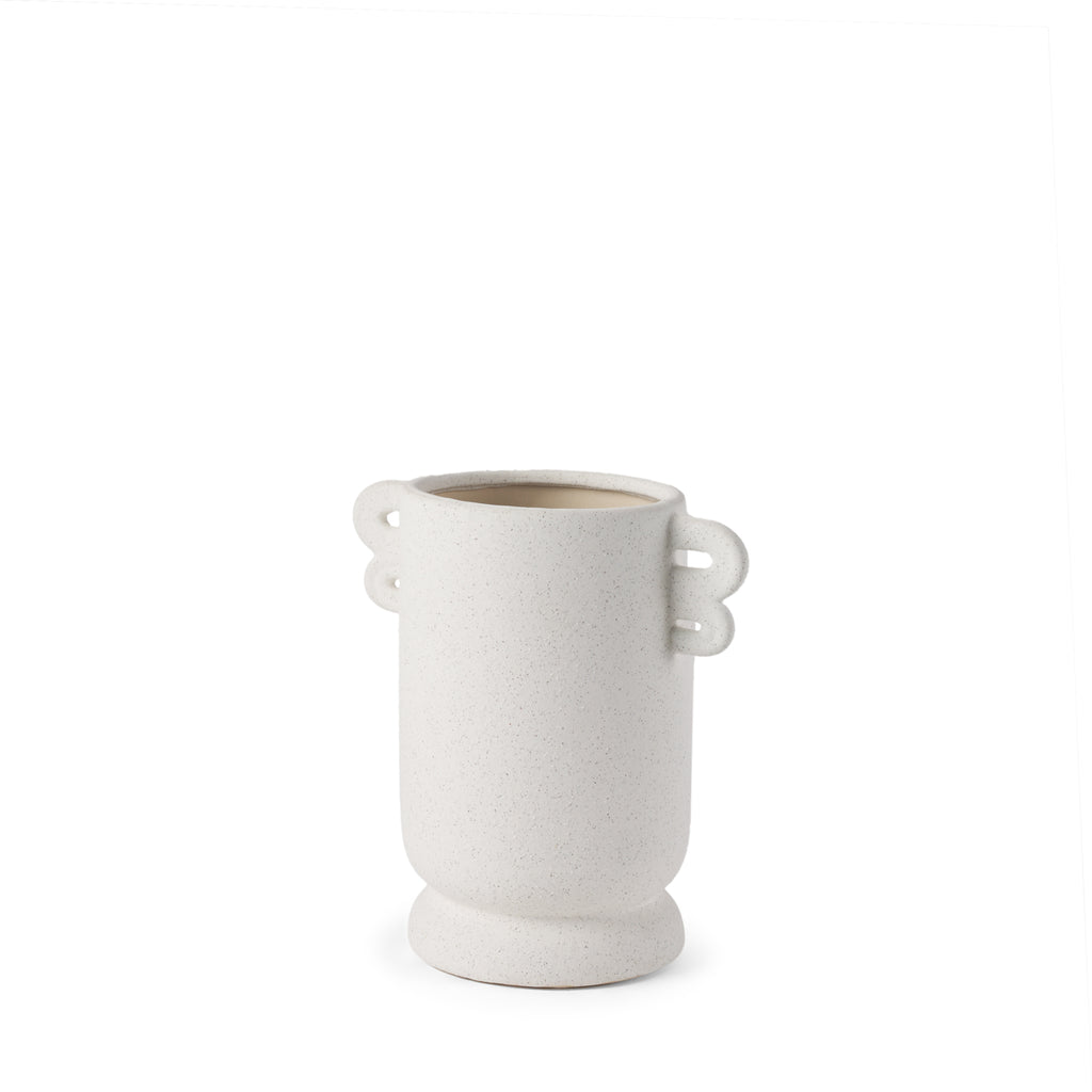 Dylan Textured Off White with Handles Ceramic Vase