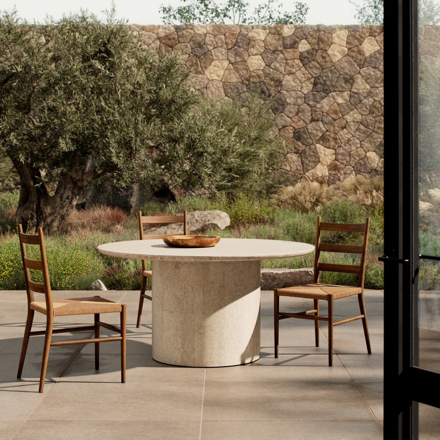 Oakland Outdoor Dining Table - Outdoor Cream Marble – Old Bones Co ...