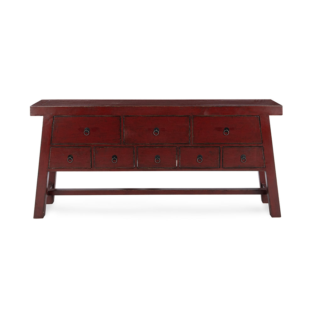 Hollyn Solid Wood Rectangle Console Table - Deep Red