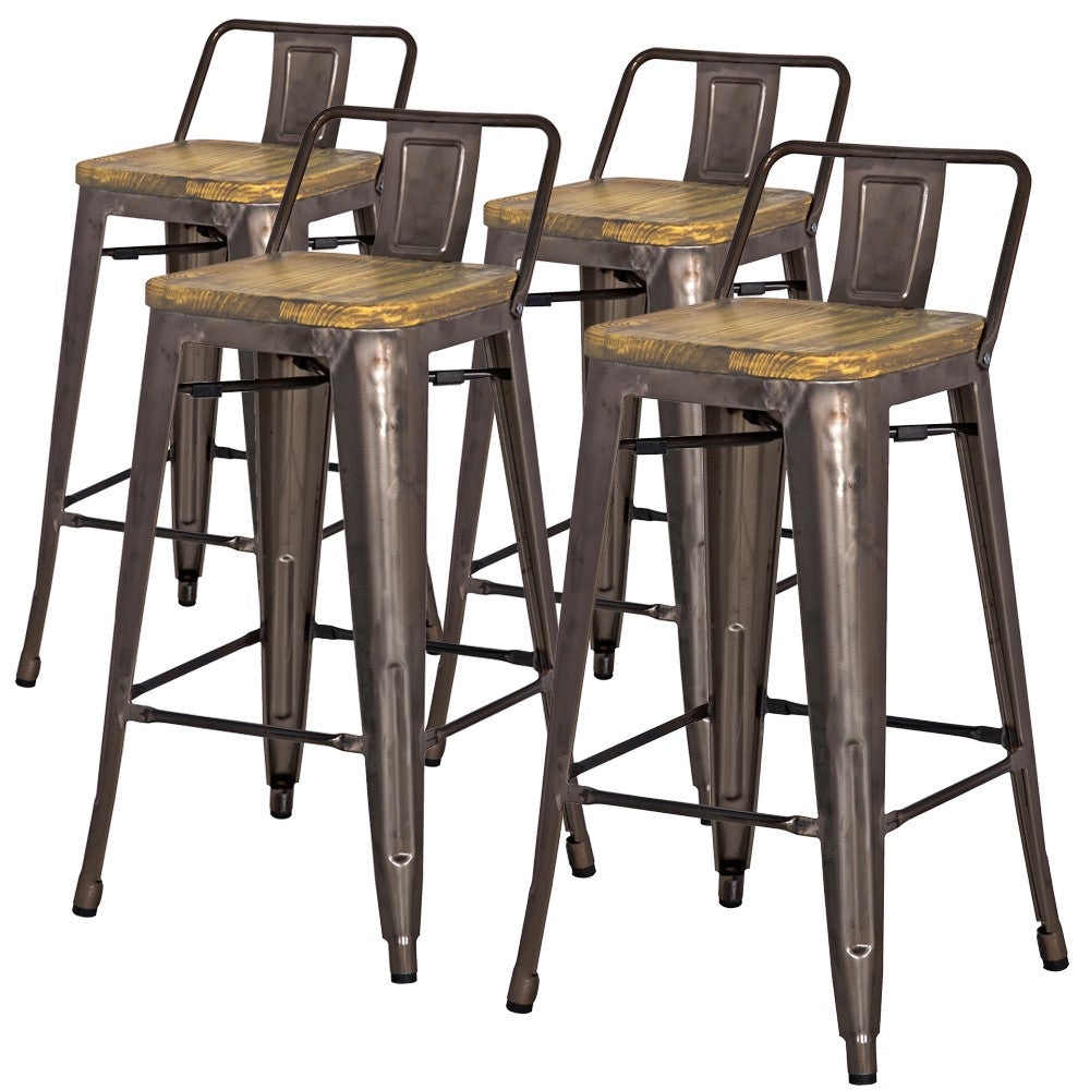 Metropolis KD Low Back Counter Stool - Set of 4
