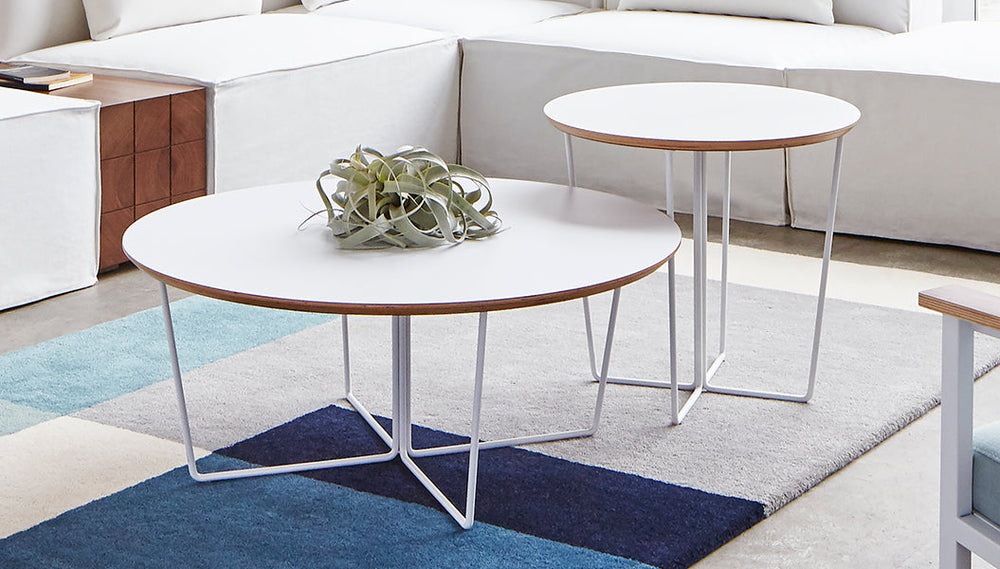 Modern Array Coffee Table: Geometric Base, Circular Top