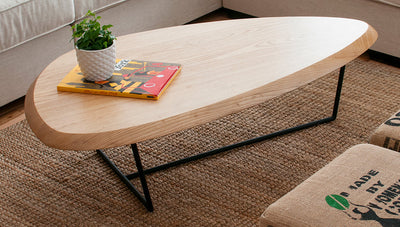 Hull Coffee Table - Solid Ash Top with Steel Base