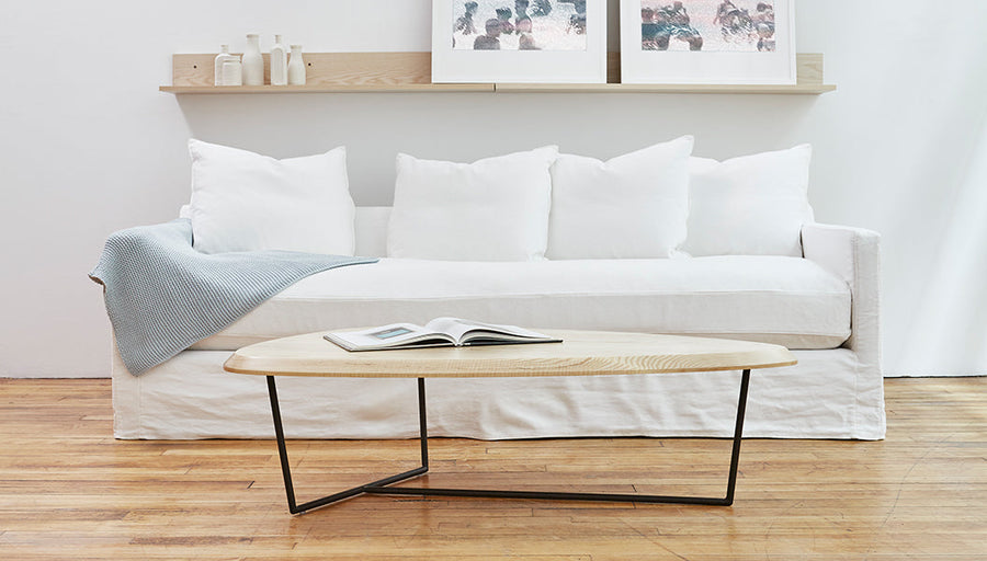 Hull Coffee Table - Solid Ash Top with Steel Base