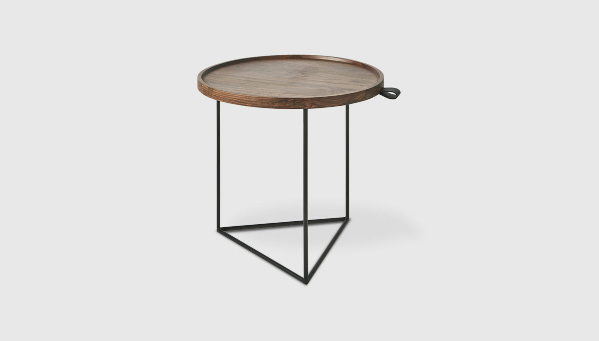 Modern Design Table with Steel Base & Walnut Top