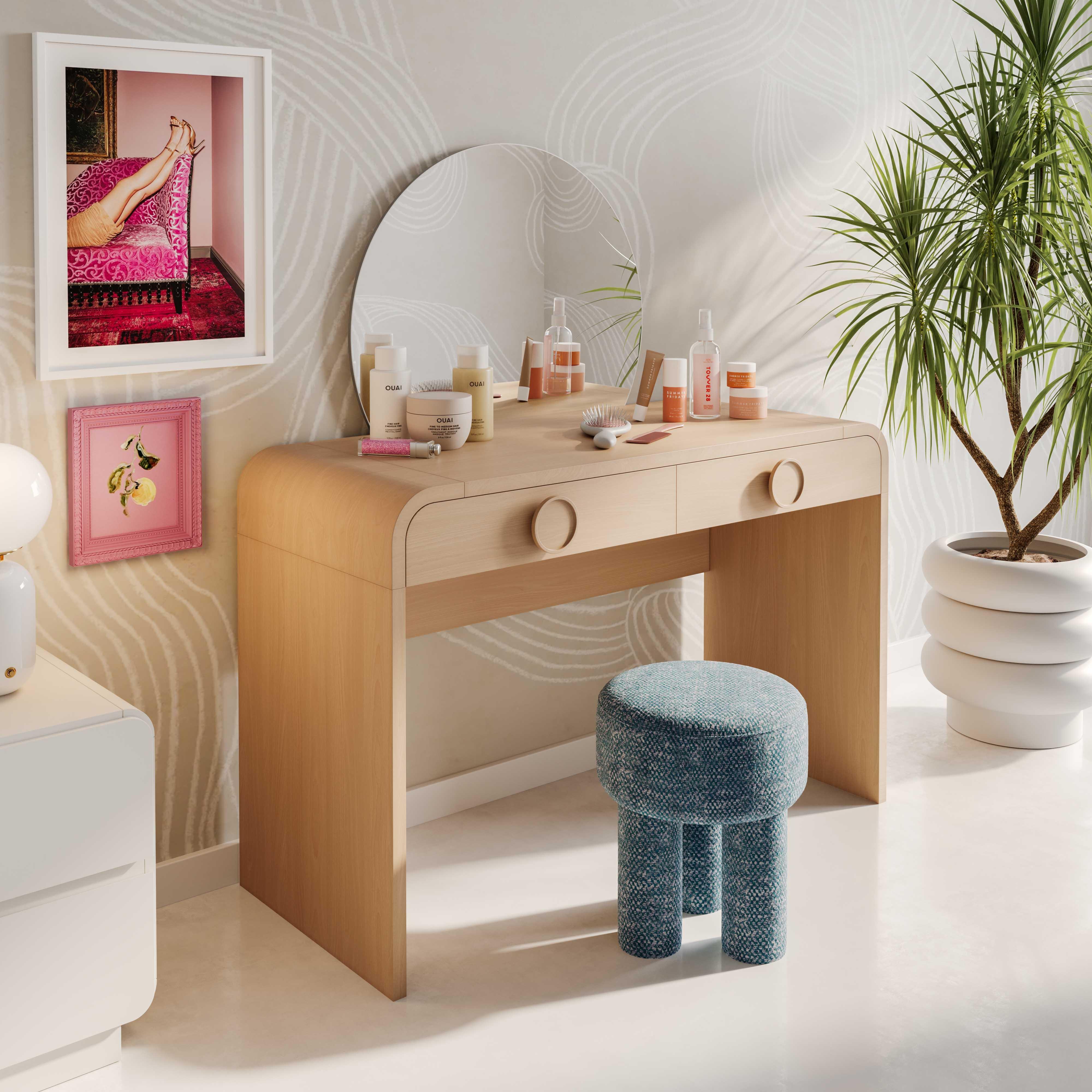 Moonrise Natural Ash 2 Drawer Vanity Desk