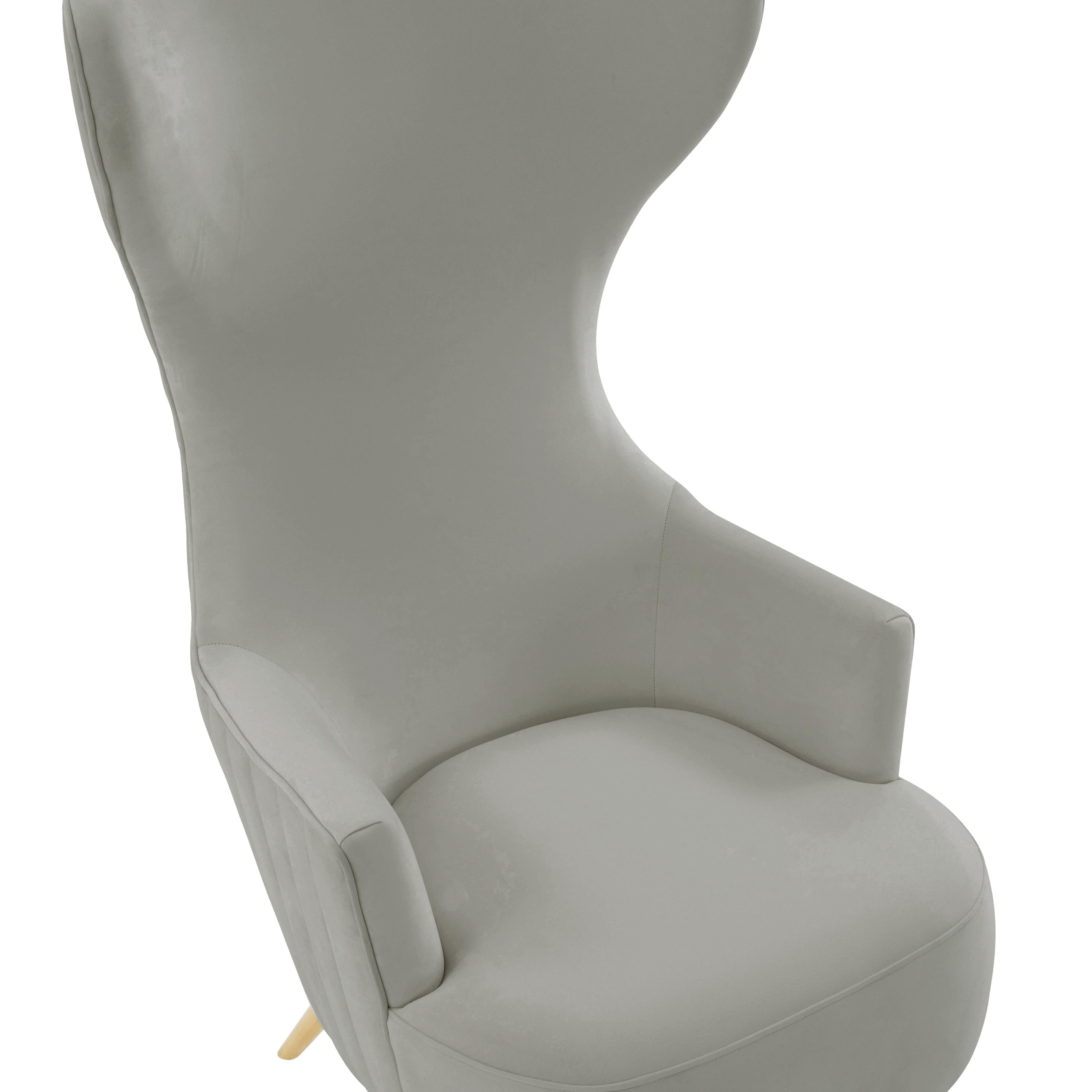 Julia Velvet Channel Tufted Wingback Chair