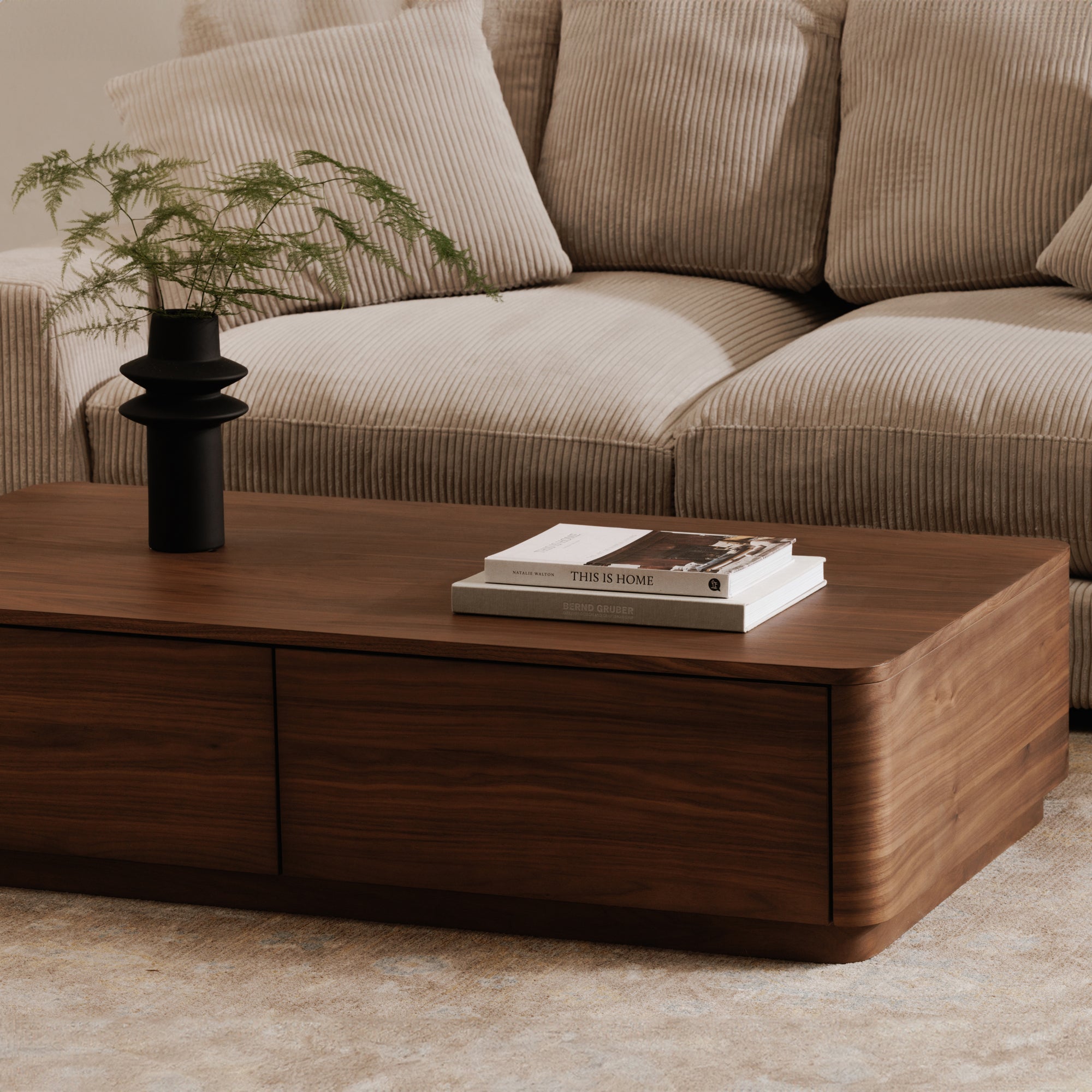 Moe s Home Round Off Coffee Table Walnut Brown