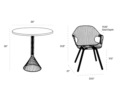 30" Bistro Table + Rita Set
