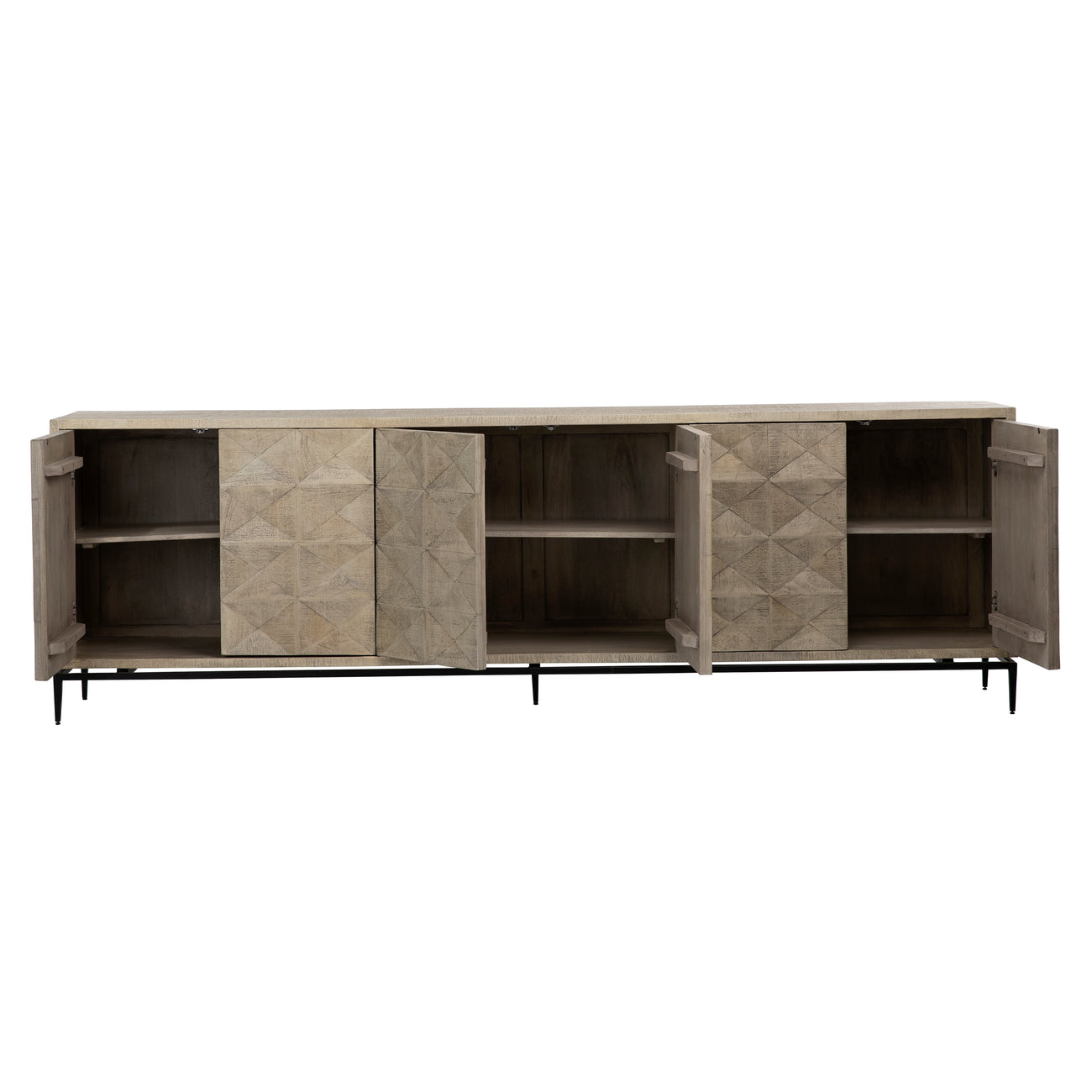 OB-16579 Mango Wood and Iron 6-Door Sideboard